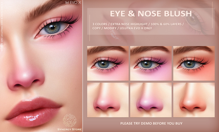 Second Life Marketplace - [SYN] Synergy / Eyes & Nose Blush Set LEL Evo X